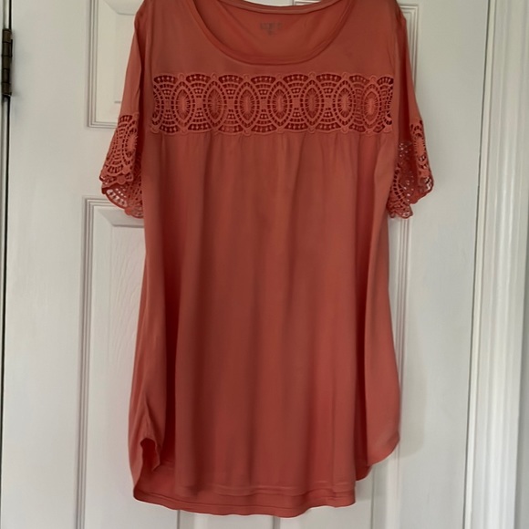 LOFT | Tops | Loft Scoop Neck Lace Embellished Oversized Tee | Poshmark
